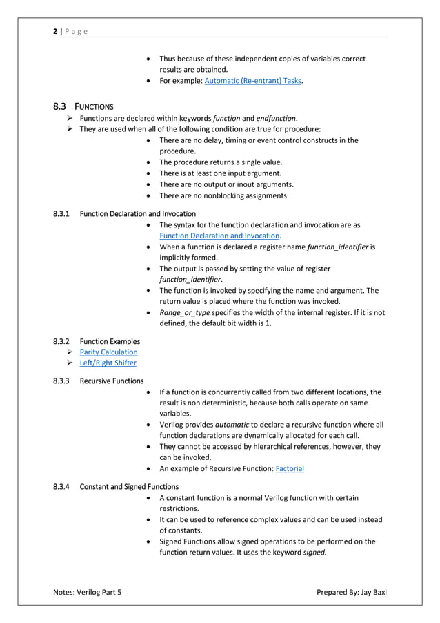 Notes Verilog Part 5 Tasks And Functions Pdf Programming Languages Computing