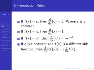 Notes on calculus differentiation and watnot | PDF