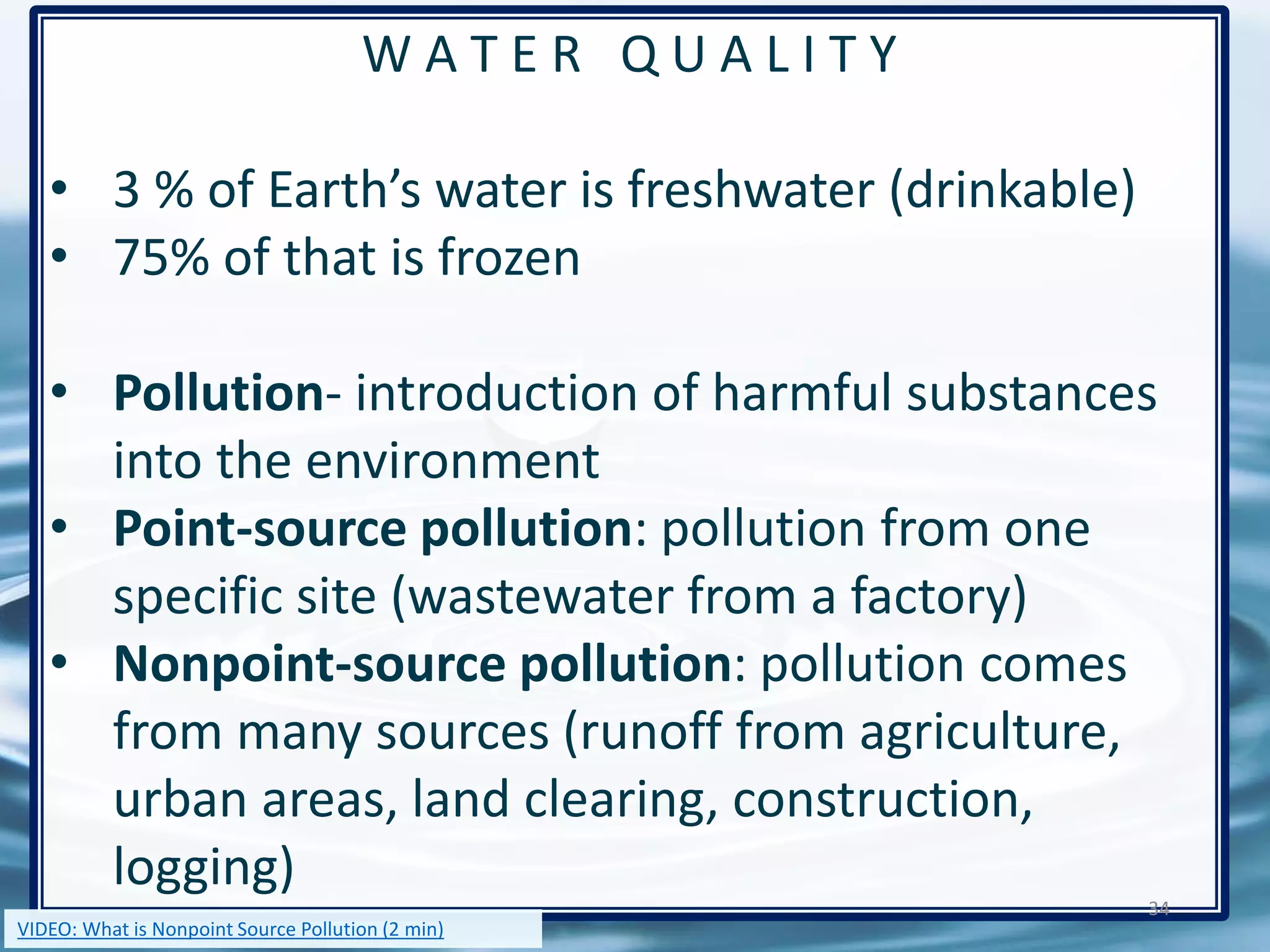 Water and Soil: Hydrosphere 1 Quality | PPT