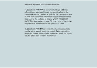 Lower back pain understanding power point | PPT