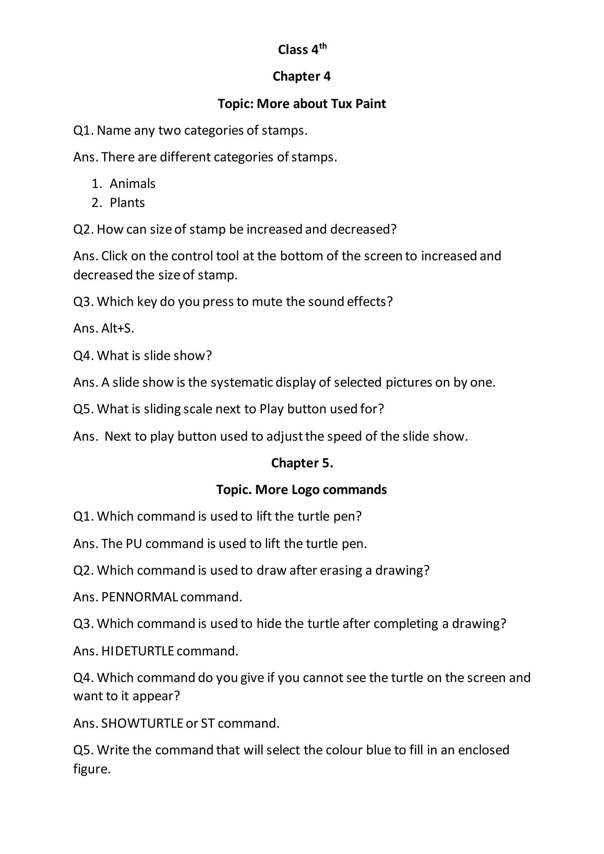 oxford computer grade 4 question answer | DOCX