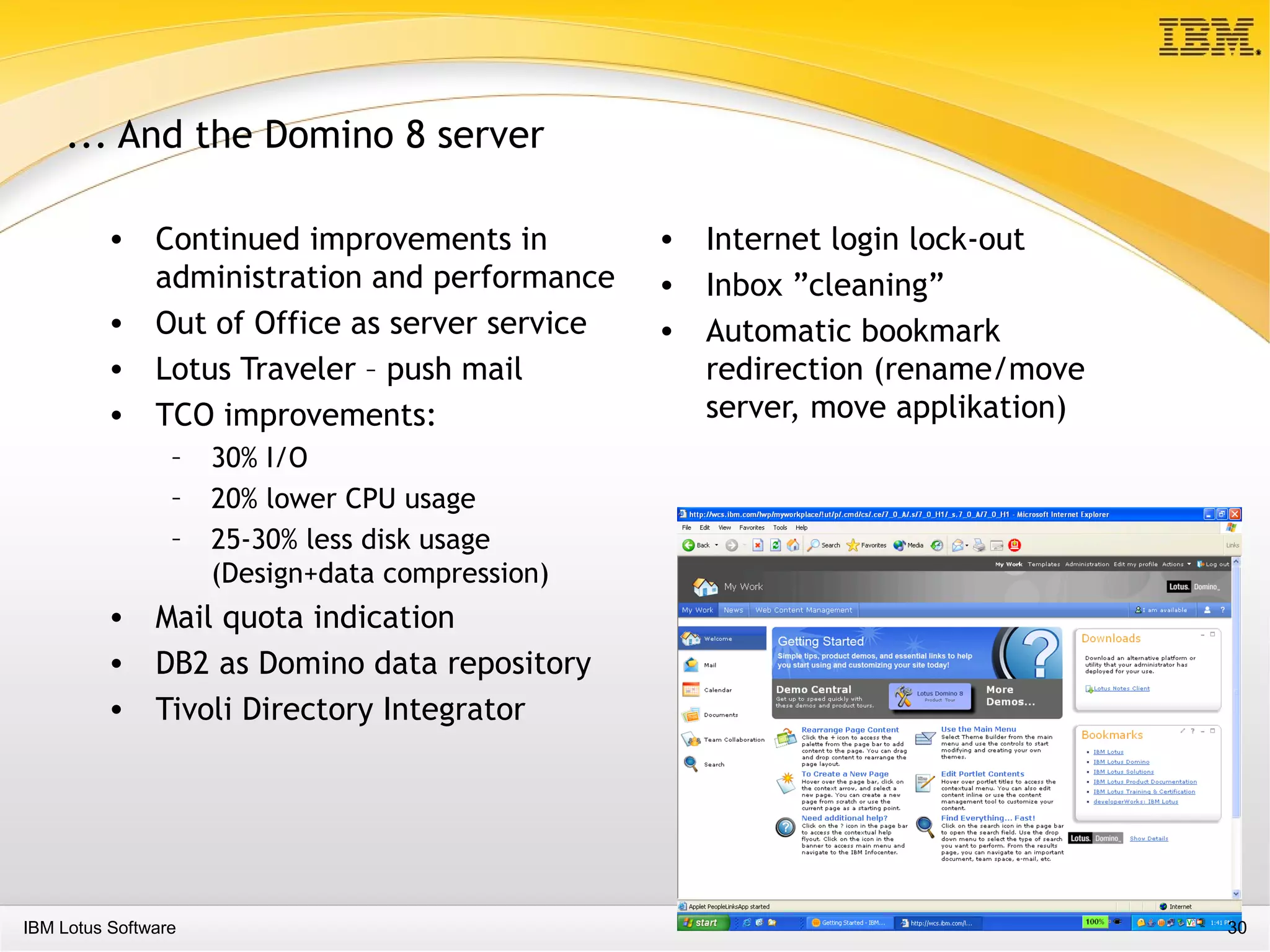Presentation about Lotus Notes 8 functionality | PDF