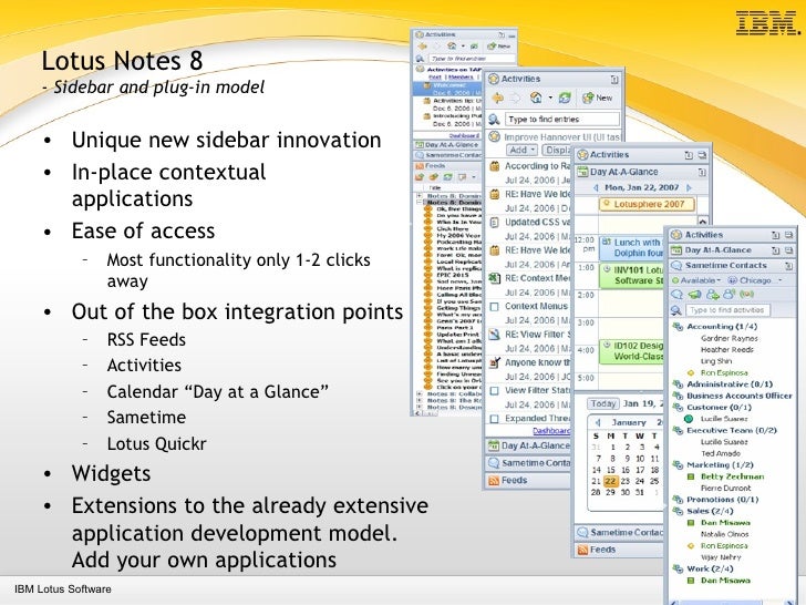 Presentation about Lotus Notes 8 functionality