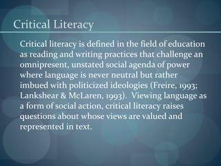 Notes about critical literacy | PPT