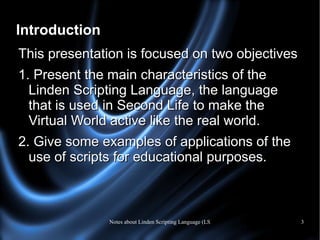 Notes About Linden Scripting 2009 Congress | PPT
