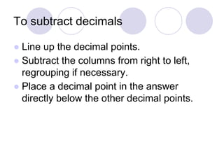 Adding & Subtracting Decimals | PPTX