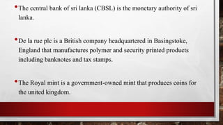 Notes and coins in circulation of sri lanka slide share | PPTX