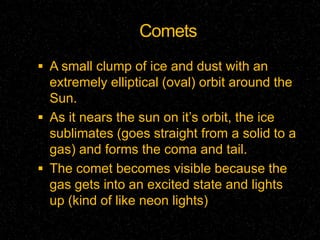 Asteroids, comets, meteors | PPTX