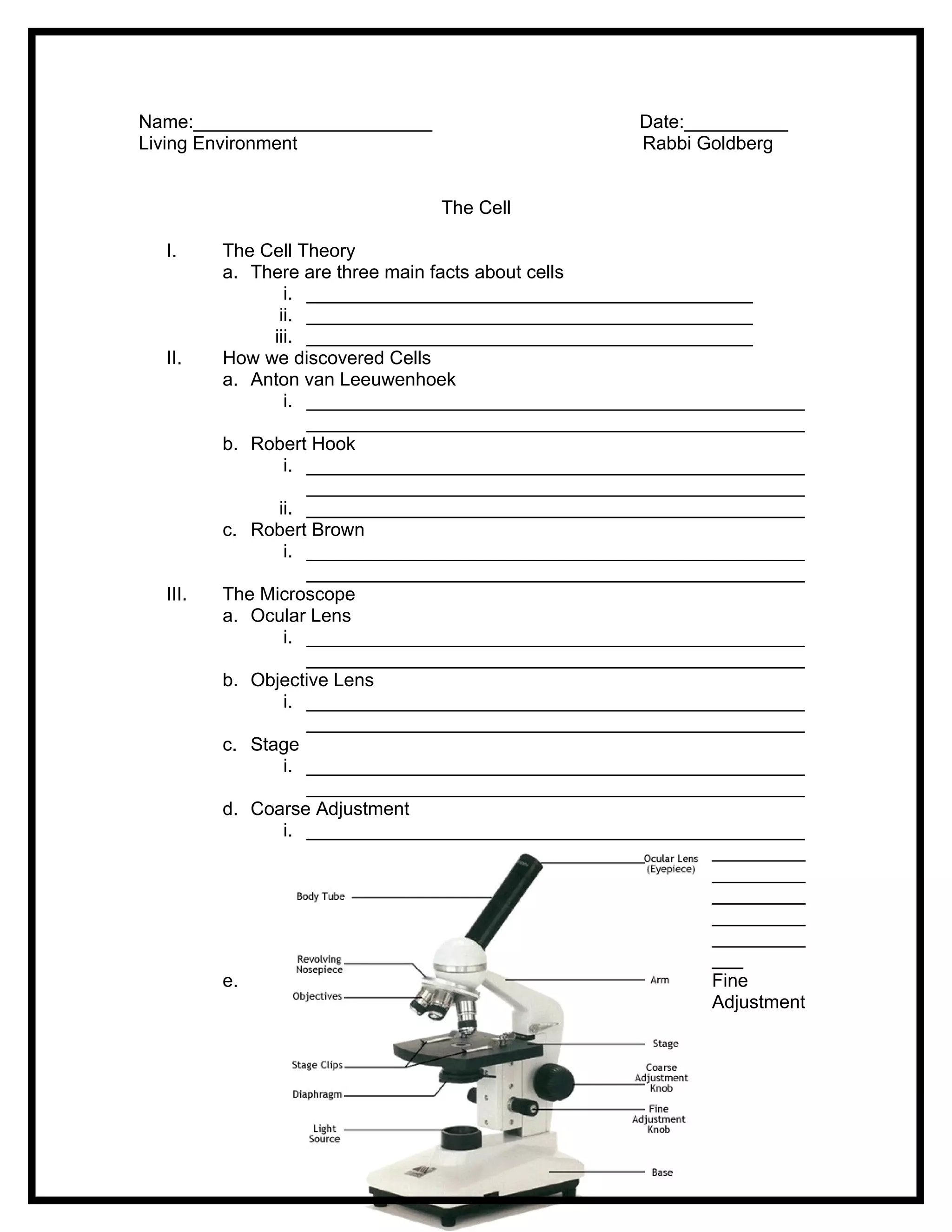 Notes cell and microscope | DOC | Biological Sciences | Science