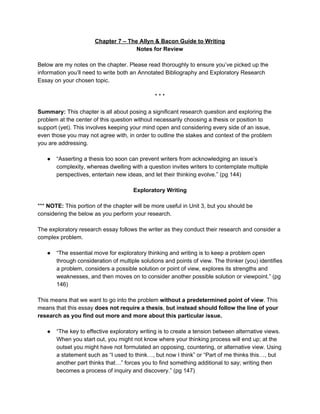 Notes chapter 7, the allyn & bacon guide to writing | PDF