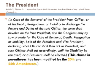 Notes constitution article two | PPT | Political Issues & policy | Politics