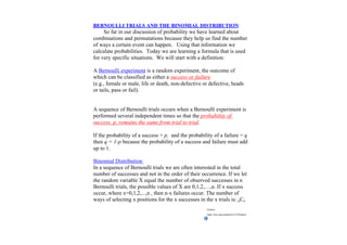 Notes Day 6: Bernoulli Trials | PDF