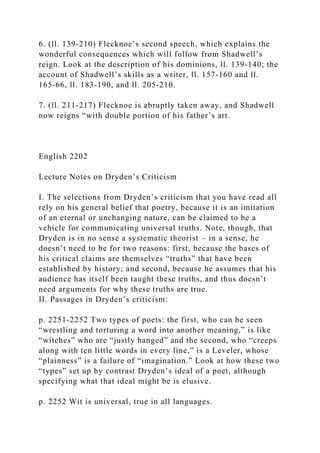 Notes Dryden’s MacFlecknoe” and Criticism” I. I want to .docx