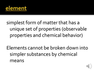 Notes elements and atoms narrated | PPTX