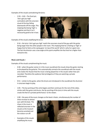 Notes for analysis of concept based music video 2 | PDF