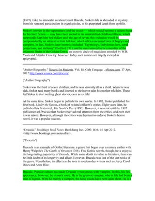 Notes for dracula paper | DOC | Fiction | Books and Literature