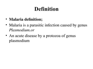 Malaria: Introduction, cause, mode of transmission and prevention | PPT