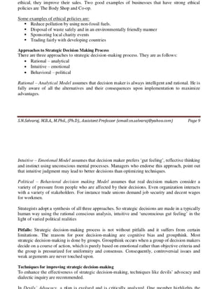 Notes for mba (strategic management) unit i | PDF