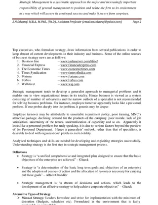 Notes for mba (strategic management) unit i | PDF | Business | Business ...