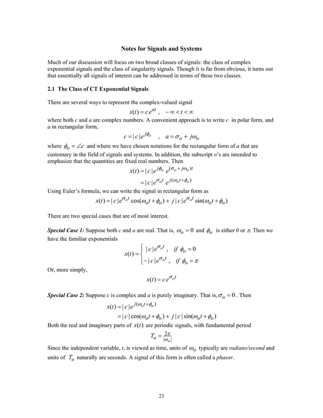 Notes for signals and systems | PDF