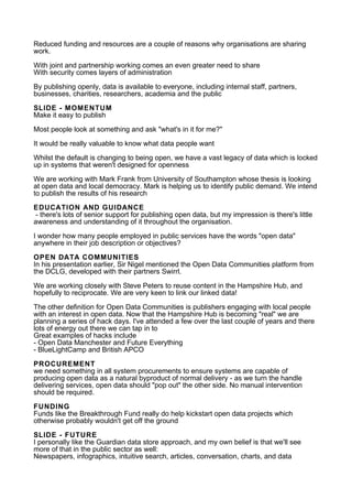 Speaker notes for Local Open Data presentation future of open data in ...
