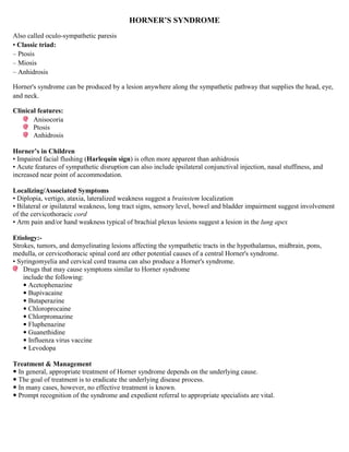 HEART SOUNDS, PERISTALSIS, RIGOR MORTIS, HORNER'S SYNDROME, REFLEX ARCH ...