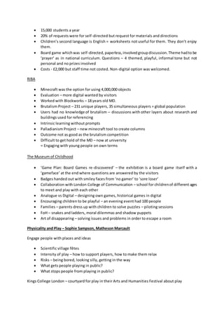 Museum and Games (Digital/Board): Notes from the day | DOCX