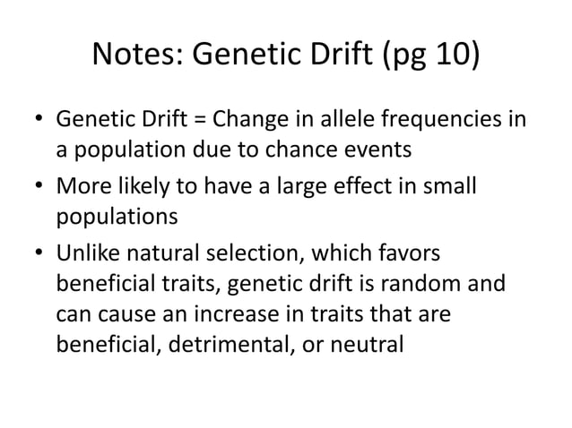 Notes genetic drift | PPTX | Genetics | Science