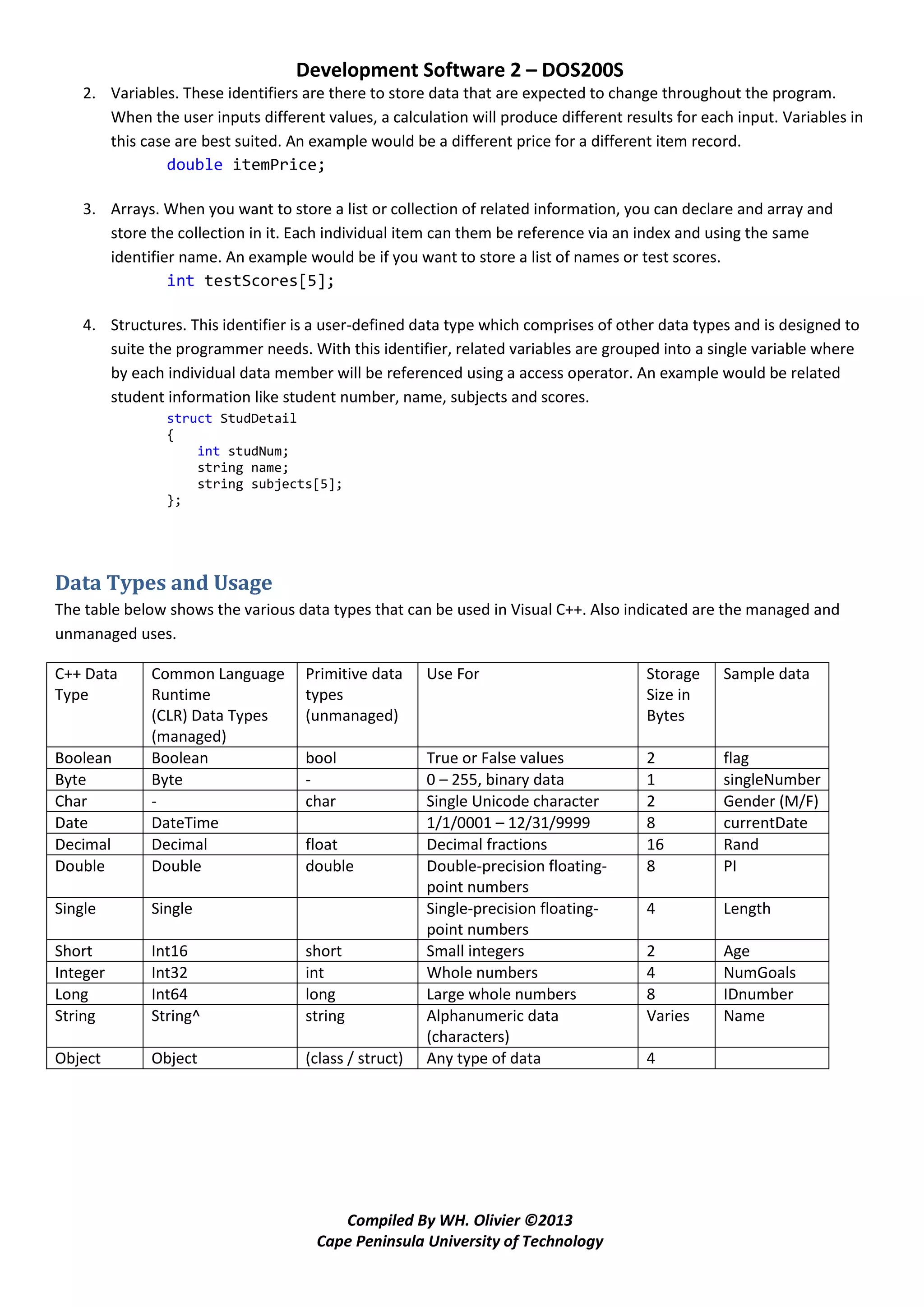 Notes How To Work With Variables Constants And Do Calculations Pdf