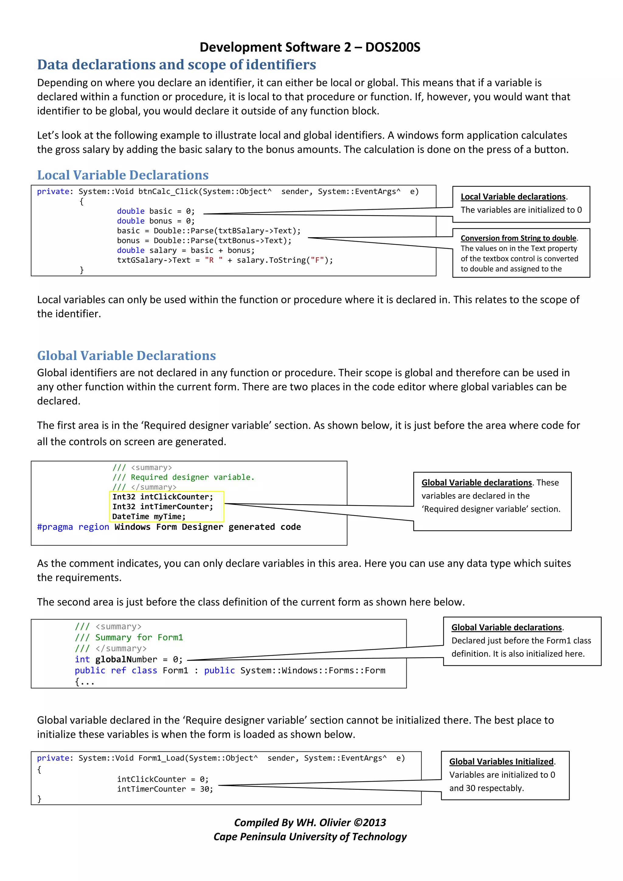 Notes How To Work With Variables Constants And Do Calculations Pdf