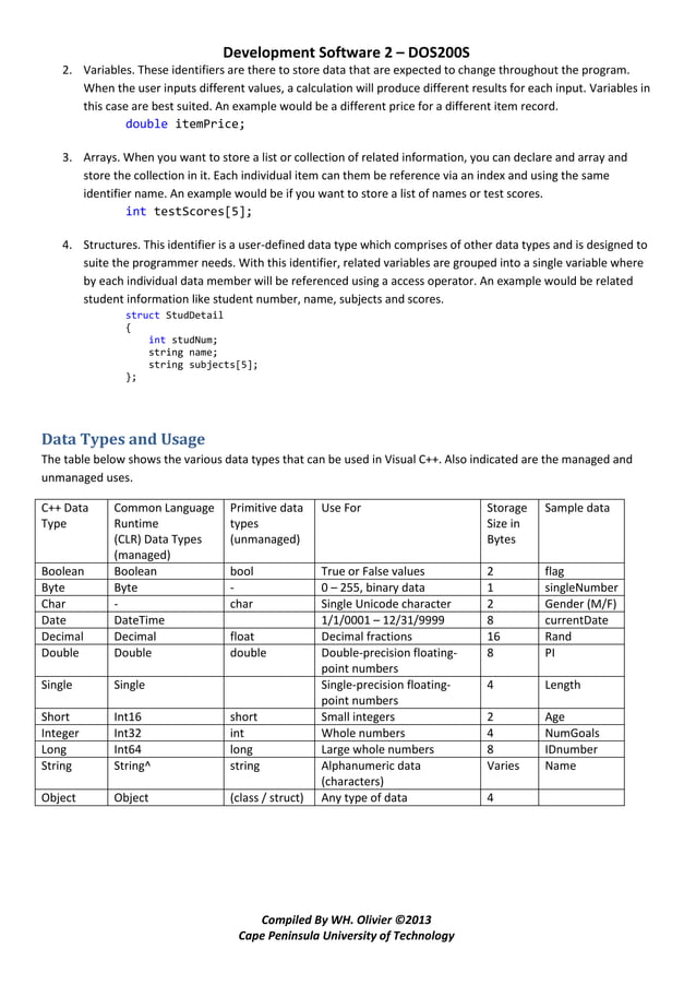 Notes How To Work With Variables Constants And Do Calculations Pdf Programming Languages