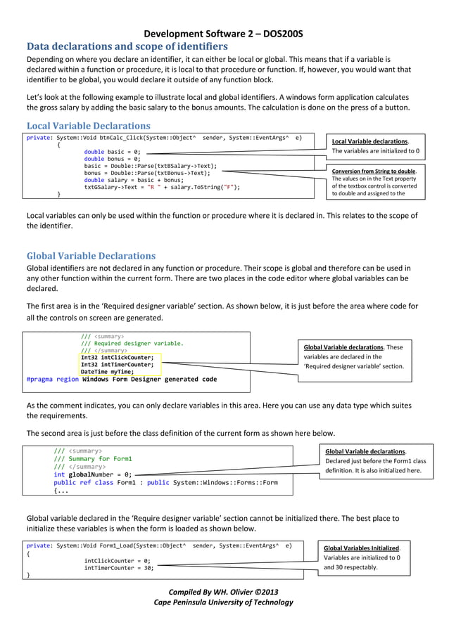 Notes How To Work With Variables Constants And Do Calculations Pdf