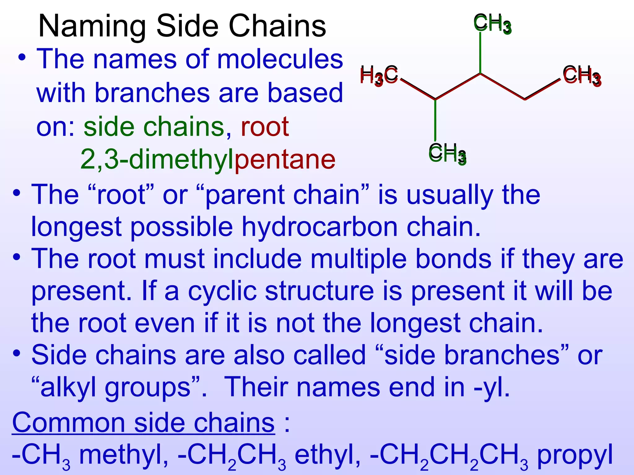 Notes hydrocarbon nomenclature-side chains | PPT