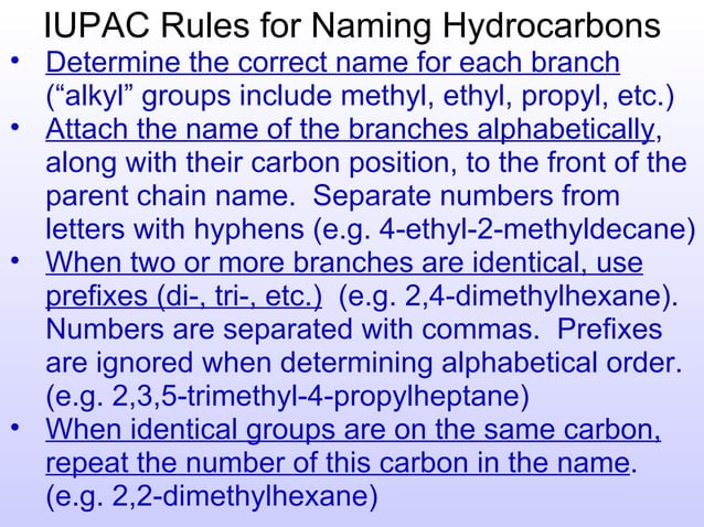 Notes hydrocarbon nomenclature-side chains | PPT