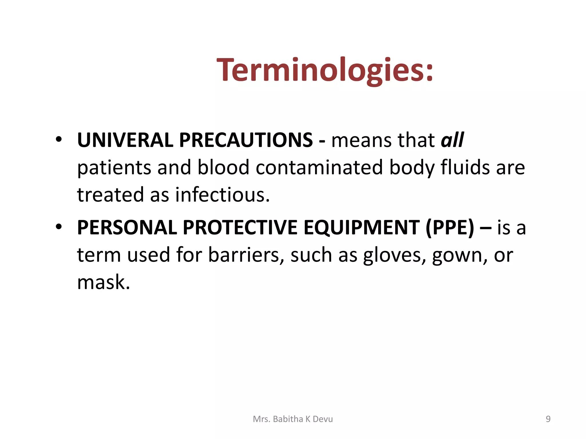 Notes on Infection Control | PPTX
