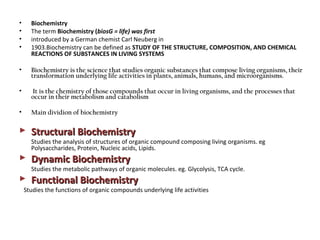 Notes introduction to biochemistry | PPT