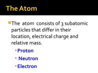 Notes lab 04 the atom structure | PPT