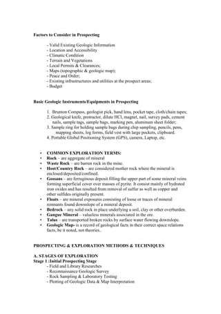Notes Mine Exploration.doc | Geology | Science