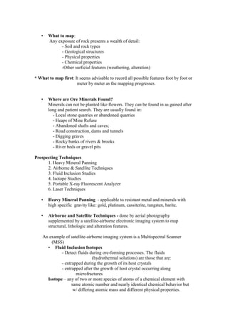 Notes Mine Exploration.doc | Geology | Science