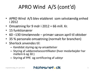 Inspirationsdag 24. april: Apro Wind Ansøgningsapplikation | PPTX