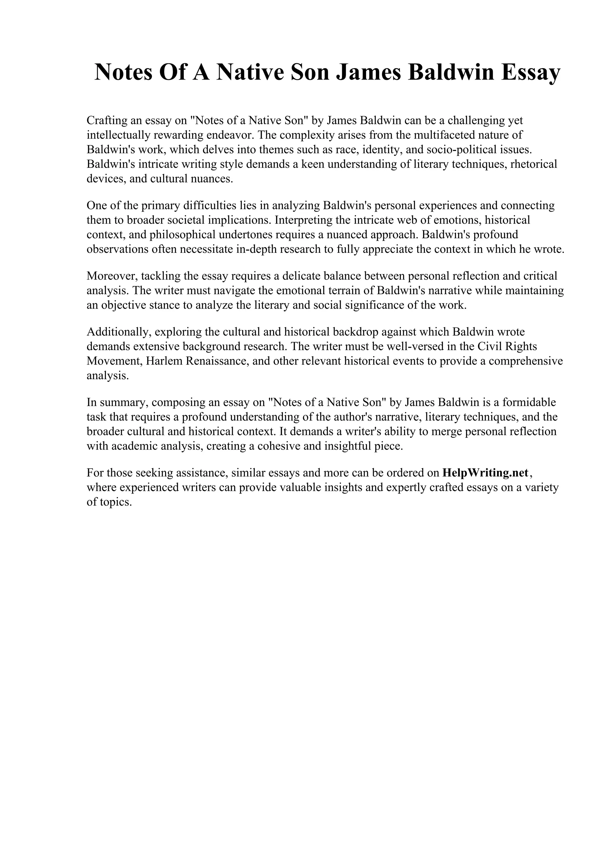 Notes Of A Native Son James Baldwin Essay.pdf