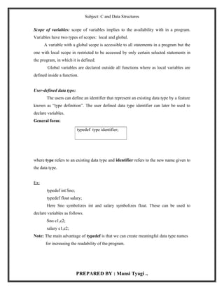 Notes of c programming 1st unit BCA I SEM | DOC