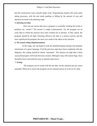 Notes of c programming 1st unit BCA I SEM | DOC