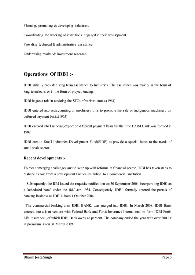 Notes of idbi, ifci, icici | DOCX | Business Banking & Finance | Business