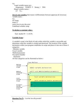 Notes of java first unit | DOCX