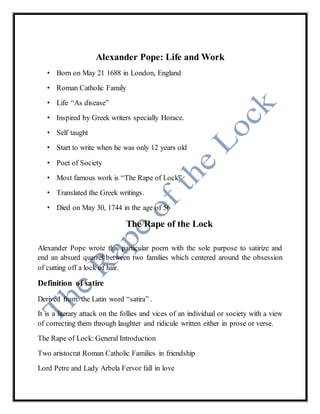 Notes of rape of the lock | DOCX