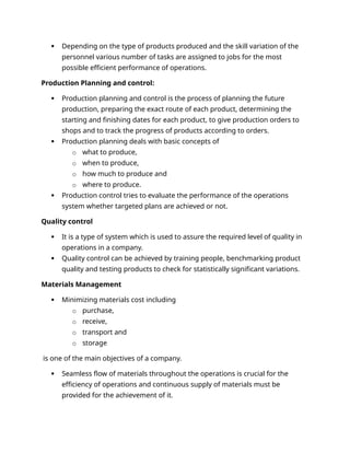 operation Management Notes (Businesses) | PDF