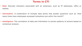 Cyber Threat Intelligence, CTI Lifecycle and CTI Framework | PPTX