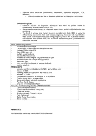 Notes on clinical predictions to distinguish pelvic inflammatory ...