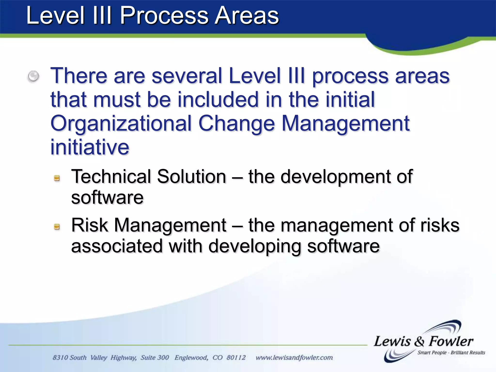 Using CMMI as a Framework for Organizing Software Development Process | PPT